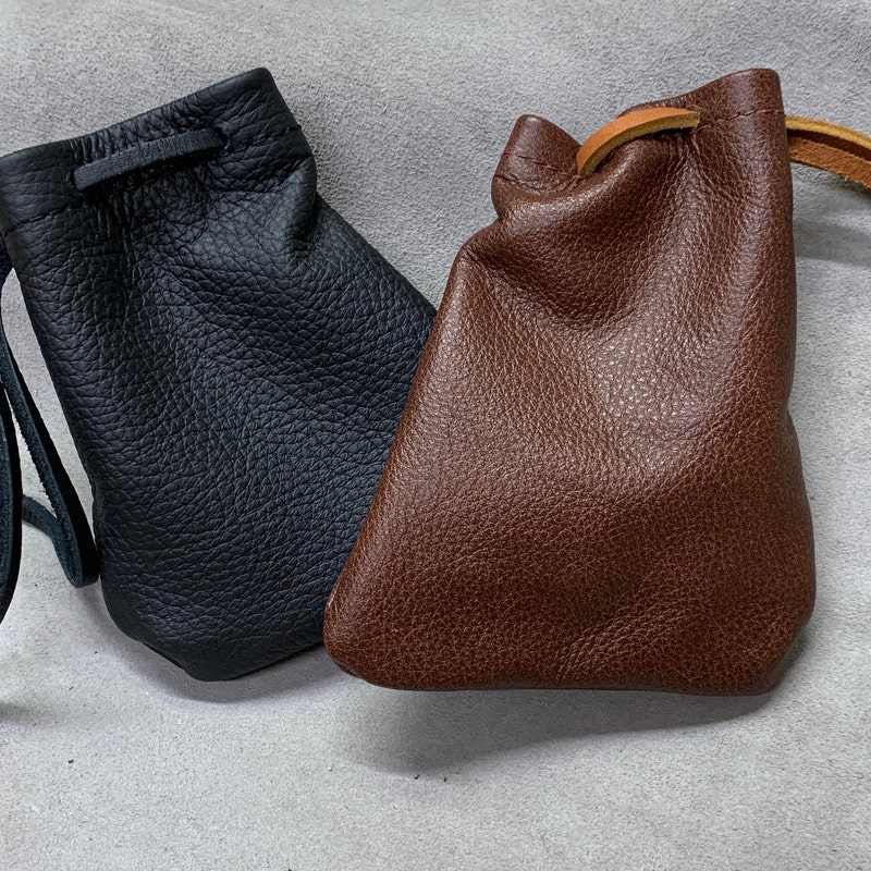 Leather Drawstring Pouch - Etsy
