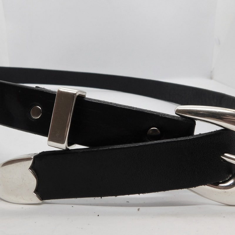 Men Black Belt Silver Tip - Etsy