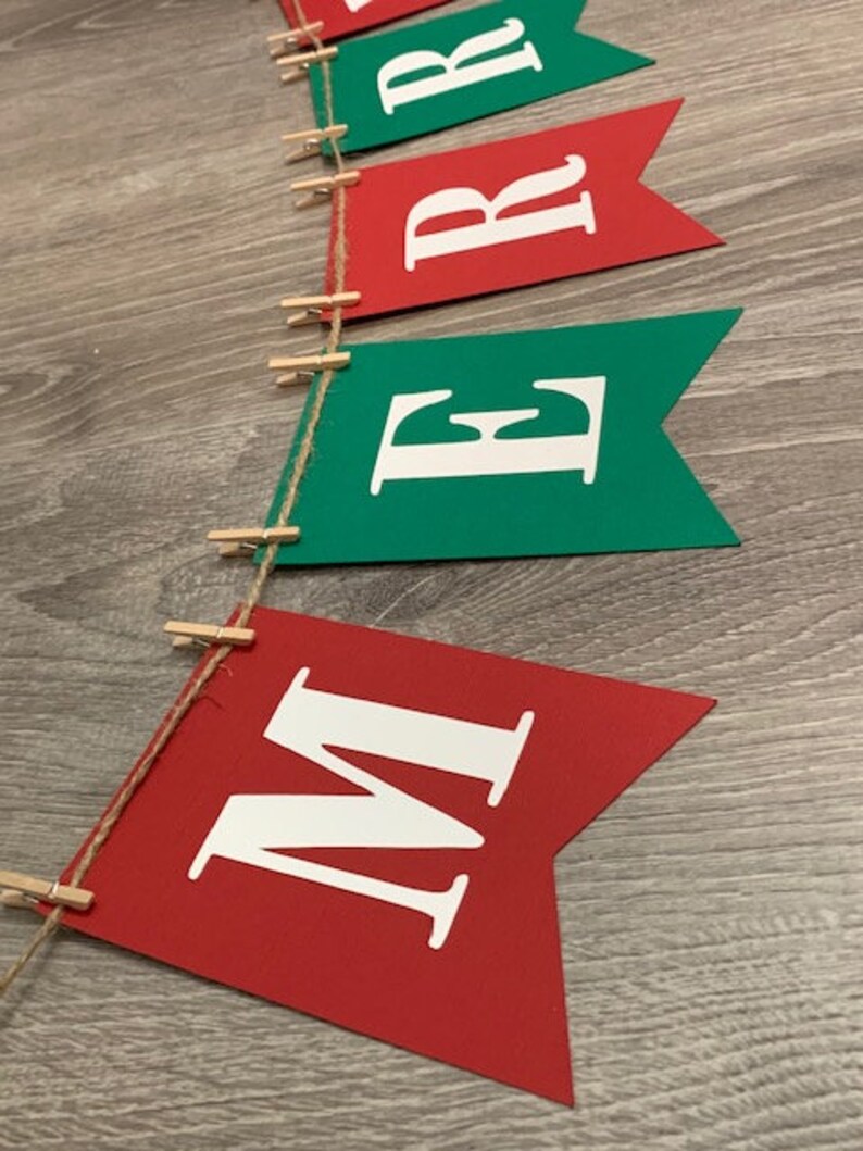 Merry Christmas Banner, Christmas Banner, Christmas Garland, Red and ...