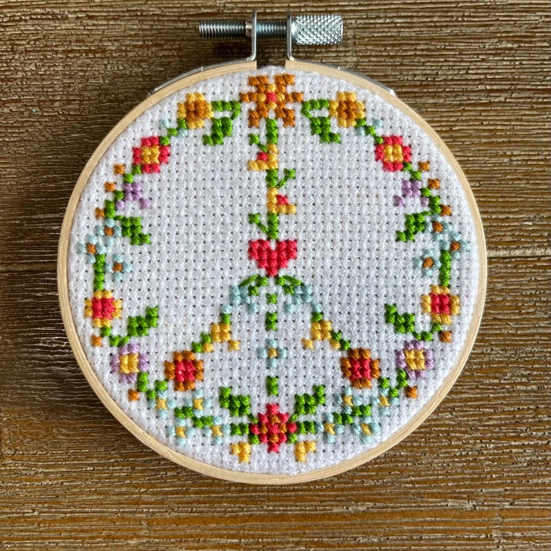 Peace Sign Cross Stitch - Etsy