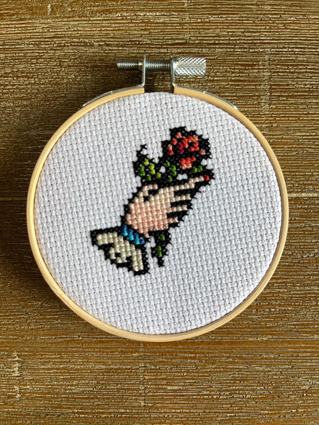 Tattoo_hand Completed Cross Stitch - Etsy