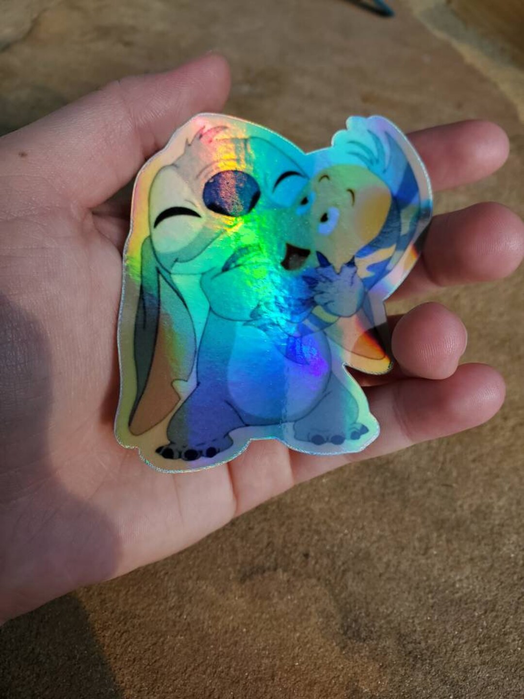 Holographic Stitch and Flounder Sticker - Etsy