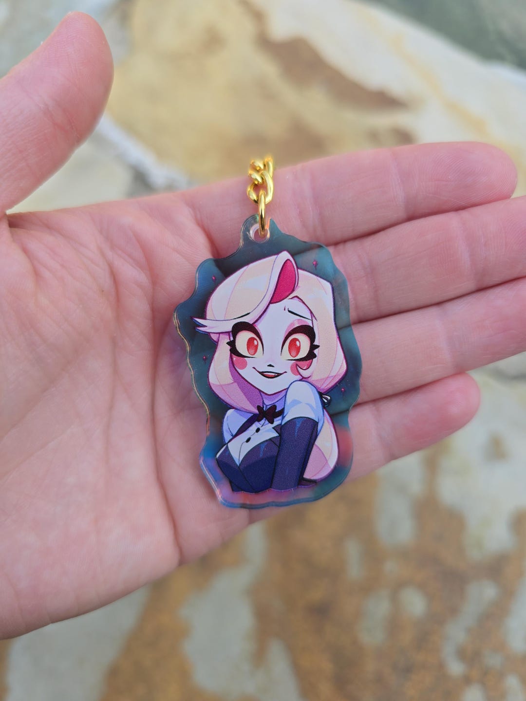 Rainbow Holographic Hazbin Hotel Charlie Morningstar Keychain - Etsy
