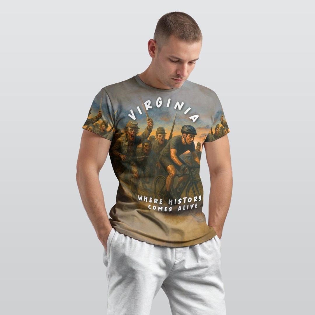 Virginia History Comes Alive T-shirt - Civil War Zombie Bike AOP Tee ...