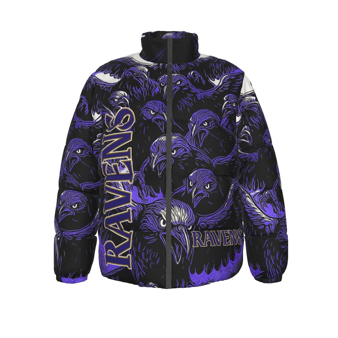 Ravens Swarm Down Jacket - All Over Print Unisex Winter Puffer Coat - Etsy