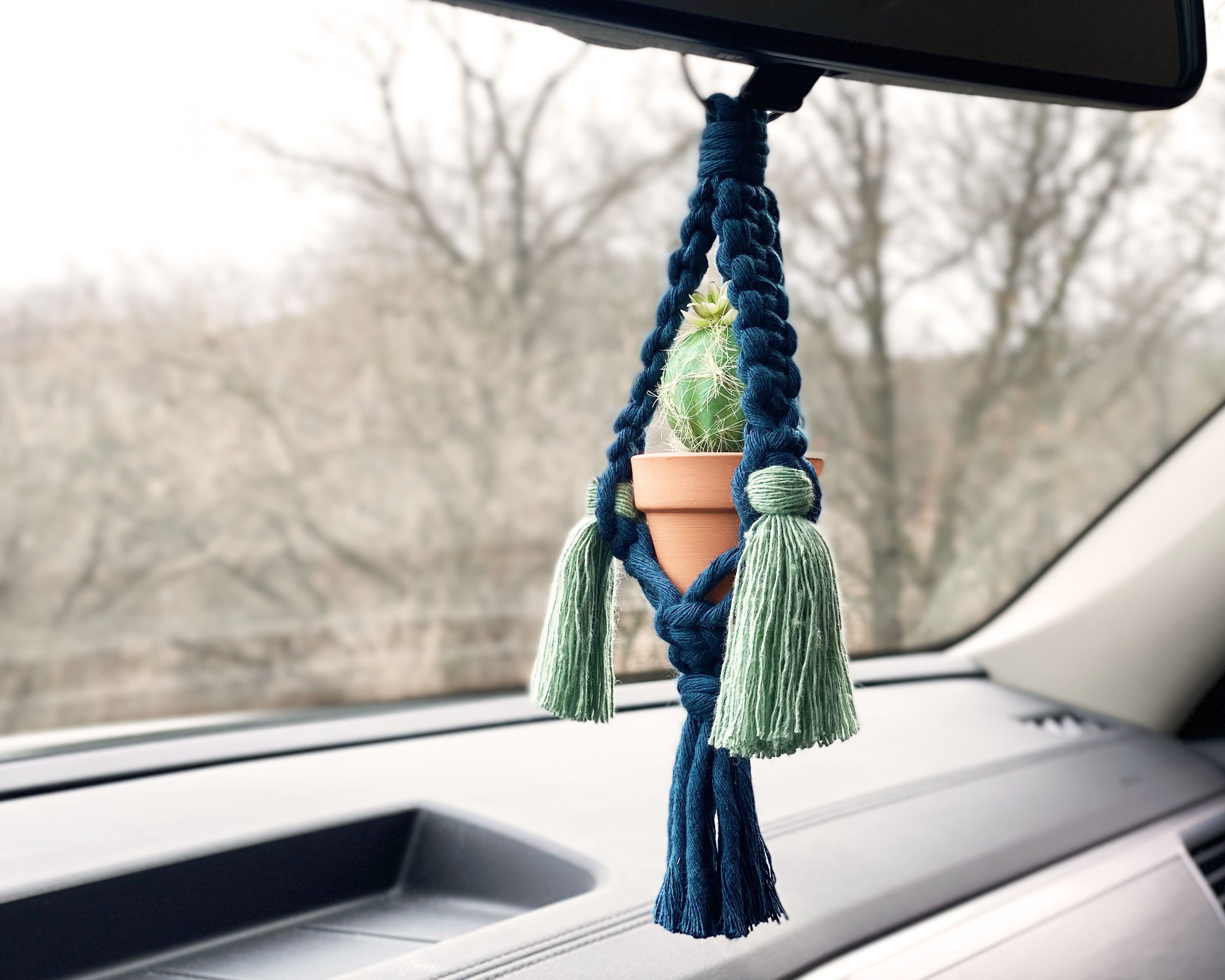 Macrame car plant hanger boho car accessories plant mom | Etsy