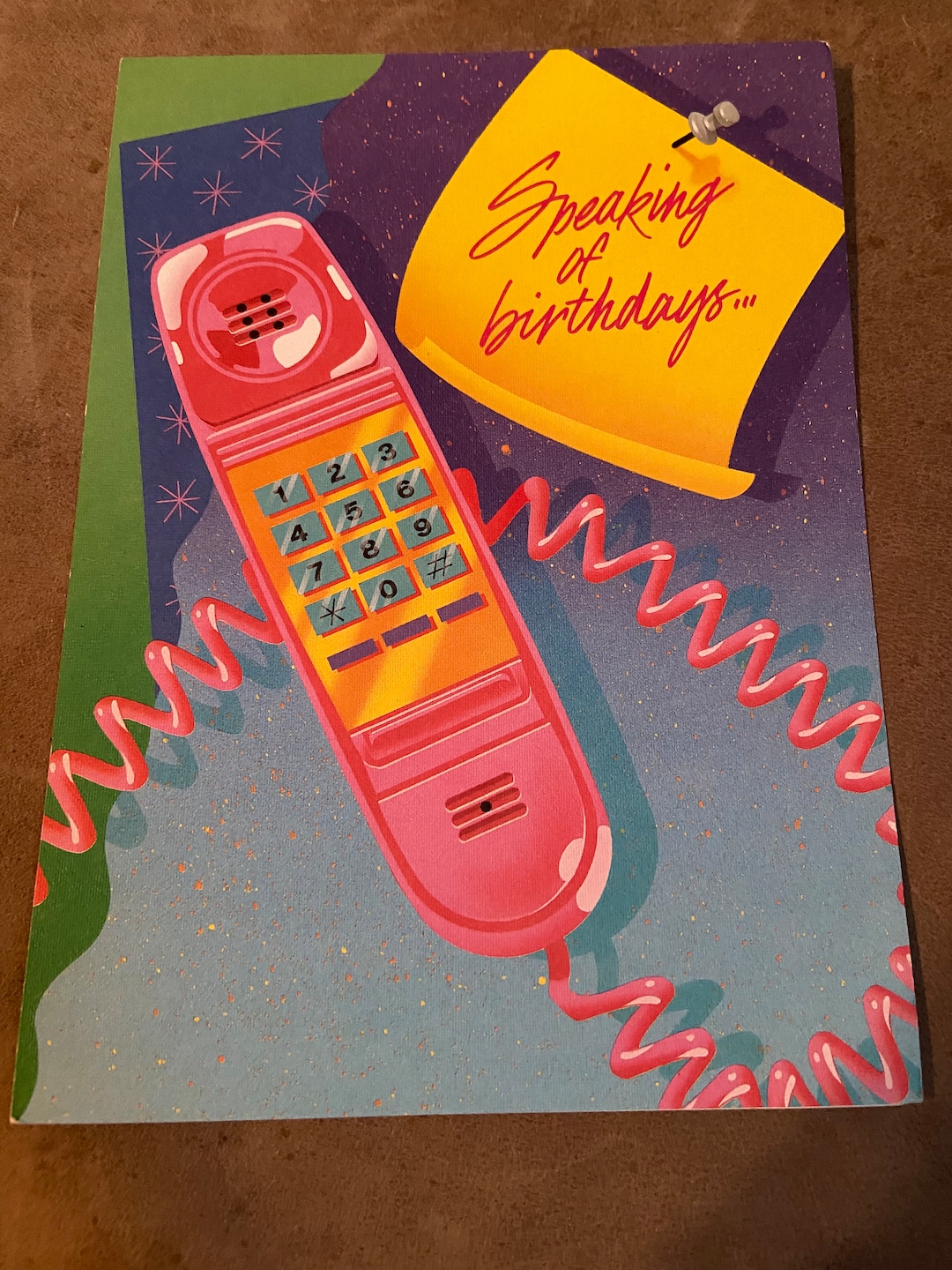Vintage Birthday Card Pink Corded Phone by Current 80s or 90s - Etsy