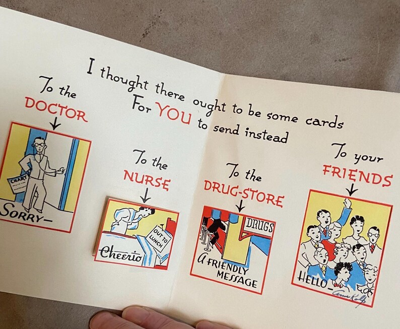 Vintage 1930s Get Well Card – Buzza Craftacres – Funny Fold-out With ...