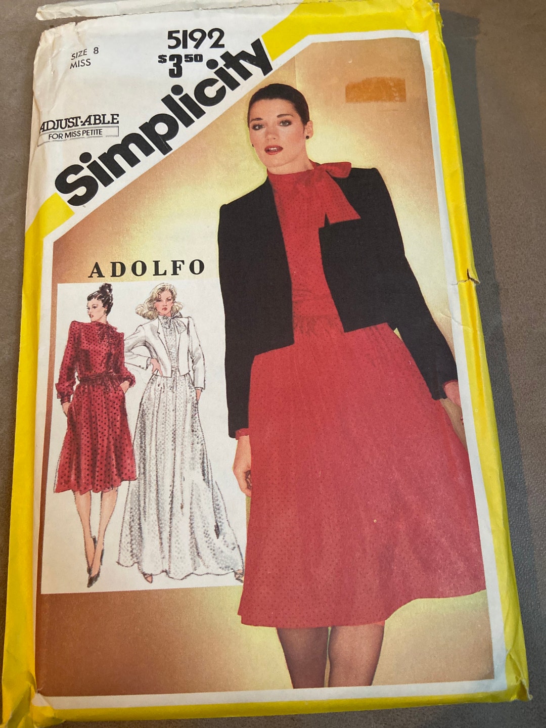 Vintage Simplicity Adolpho Dress and Jacket Pattern 1981 Uncut 80s Size ...
