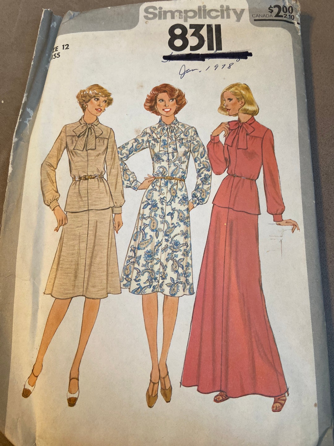 Vintage 1977 Simplicity Sewing Pattern: Top, Dress & Skirt - Size 12 - Etsy