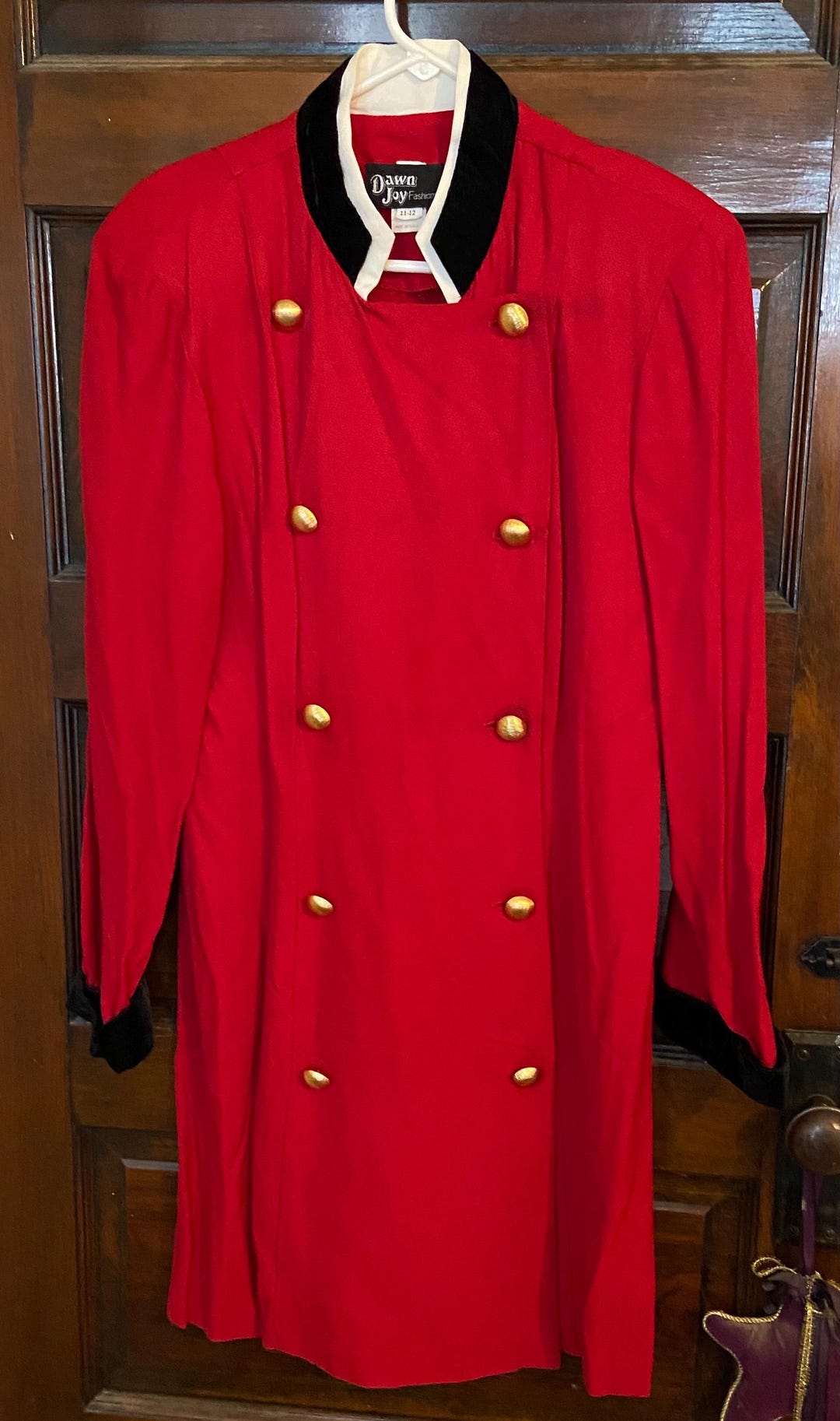 Vintage 80s Red Military-style Dress - Dawn Joy Fashions - Gold Buttons ...