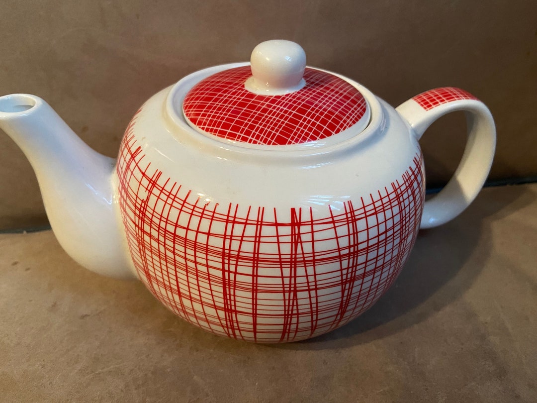 Vintage Jamison and Tailor Teapot Made in Japan 80s Graphic Red Lines ...