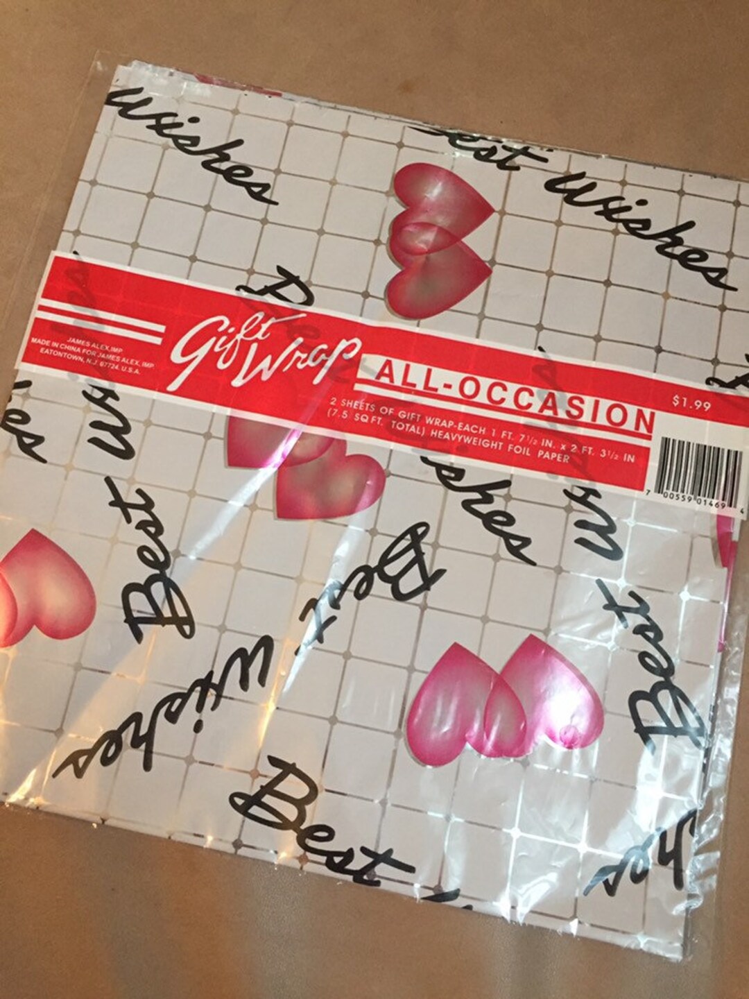 2 Sheets of Vintage Mylar Foil Wrapping Paper Giftwrap Hearts - Etsy