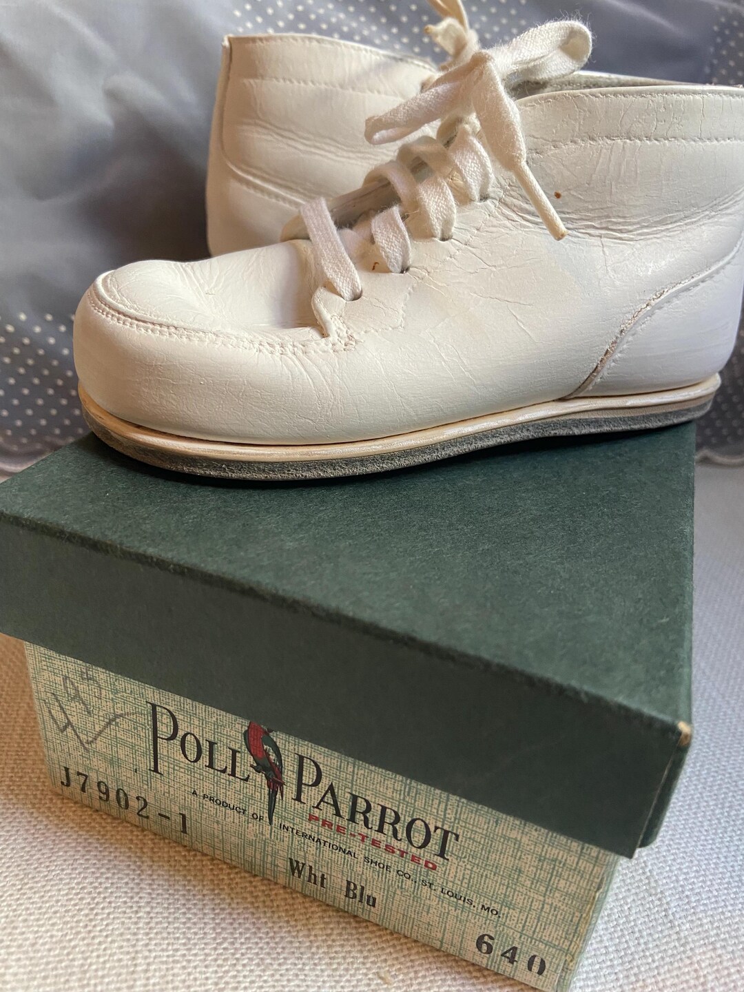 Vintage Poll-parrot Baby Shoes With Original Box – White Leather Lace ...