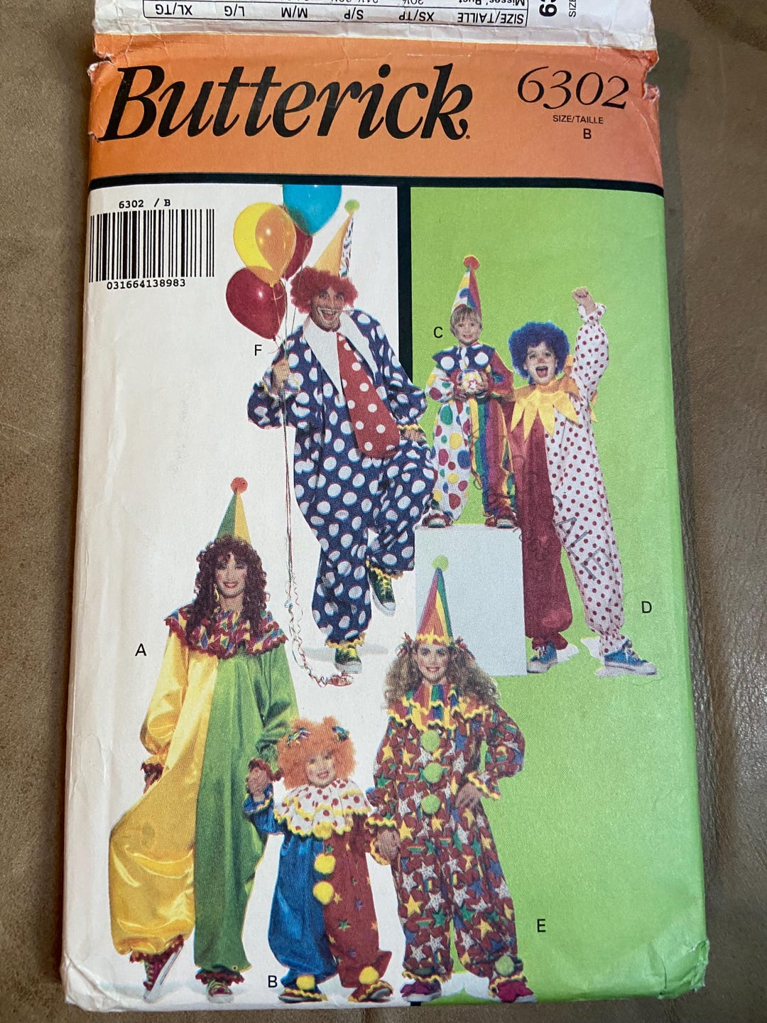 Butterick 6302 Clown Costume Sewing Pattern – Uncut, 1992 – Kids to ...