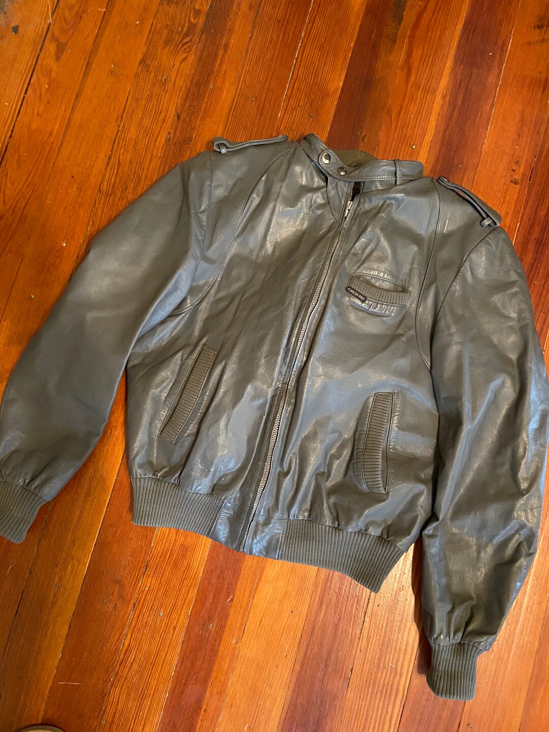 Vintage Members Only Bomber Jacket - Faux Leather - Grey - Men’s XL (44 ...