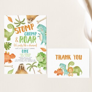 EDITABLE Stomp Chomp and Roar Birthday Invite, Dino-mite First Birthday ...