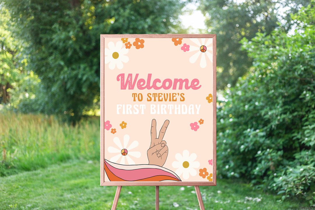 EDITABLE Groovy Welcome Birthday Board, Retro 1st Birthday Board, First ...