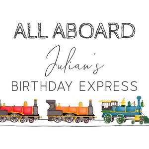 All Aboard Backdrop Sign, Custom Birthday Banner, Trains Birthday Party ...