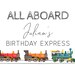 All Aboard Backdrop Sign Custom Birthday Banner Trains - Etsy