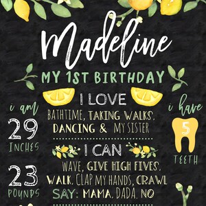 EDITABLE Lemon Birthday Board, Lemons Chalkboard Poster, Citrus ...