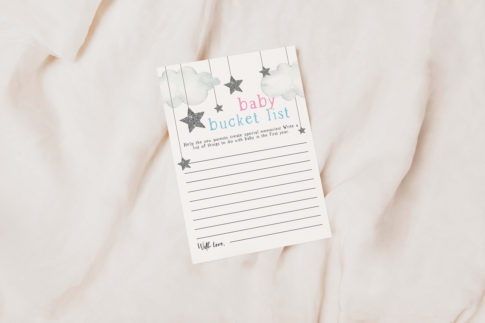 Twinkle Star Baby Bucket List Baby Shower Game, Baby Shower First Year ...
