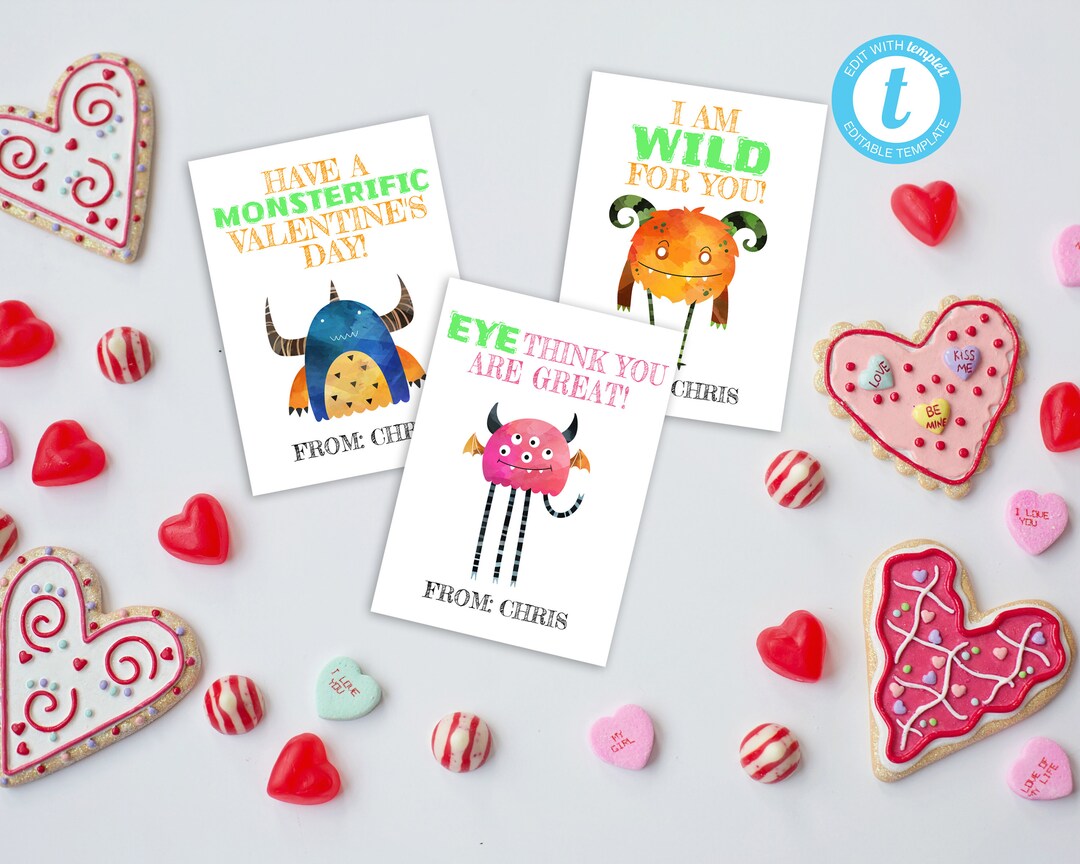 Monster Valentines Day Cards, Valentines Day Cards Template, Monsters ...