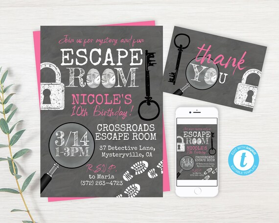 Girl Escape Room Birthday Invite Escape Room Party | Etsy