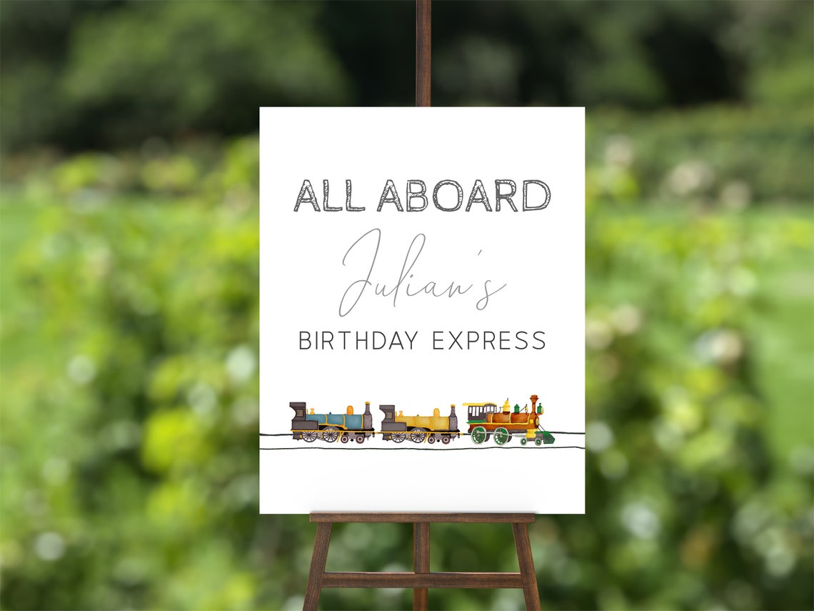 All Aboard Welcome Sign Custom Birthday Sign Trains Birthday - Etsy