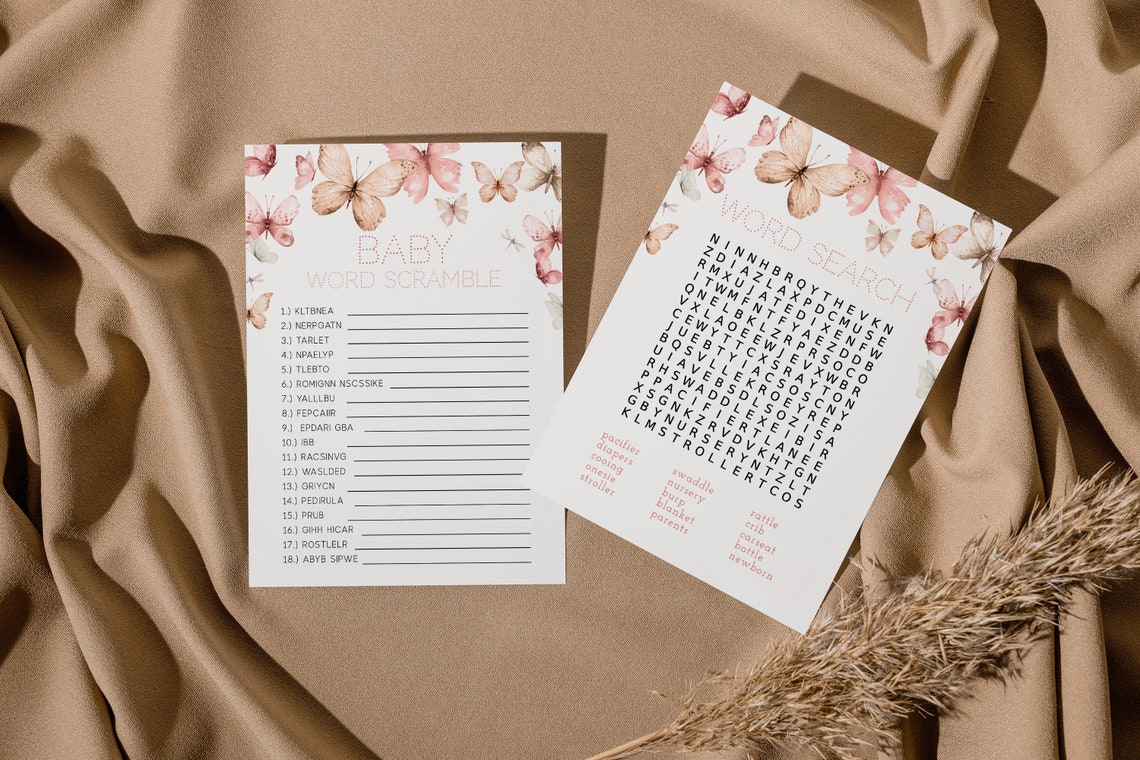 Butterfly Baby Shower Games Baby Word Scramble Baby Word - Etsy