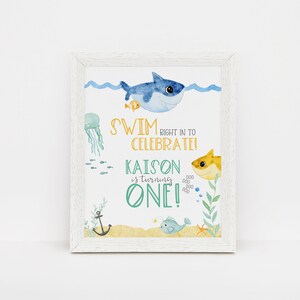 EDITABLE Baby Shark Welcome Sign, Custom Birthday Board, Boy First ...