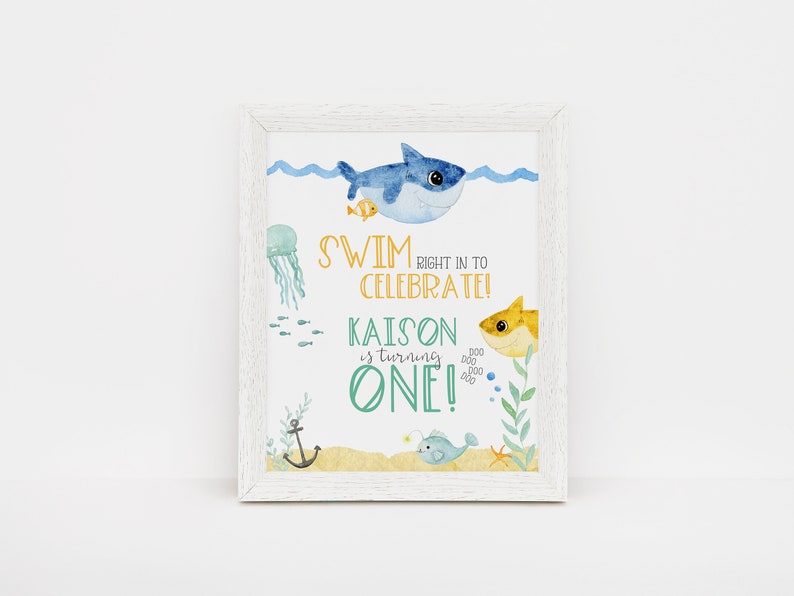 EDITABLE Baby Shark Welcome Sign, Custom Birthday Board, Boy First ...