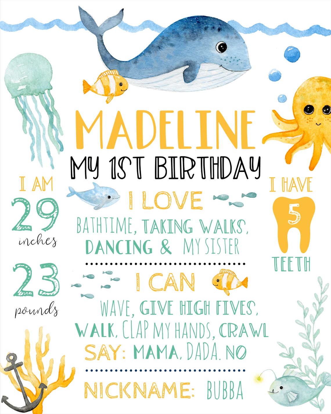 EDITABLE Under The Sea Birthday Board Ocean Board Birthday | Etsy