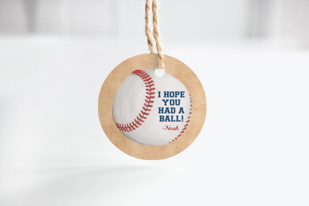 EDITABLE Baseball Favor Tag, Custom 2x2 Gift Tag Sticker, Hope You Had ...