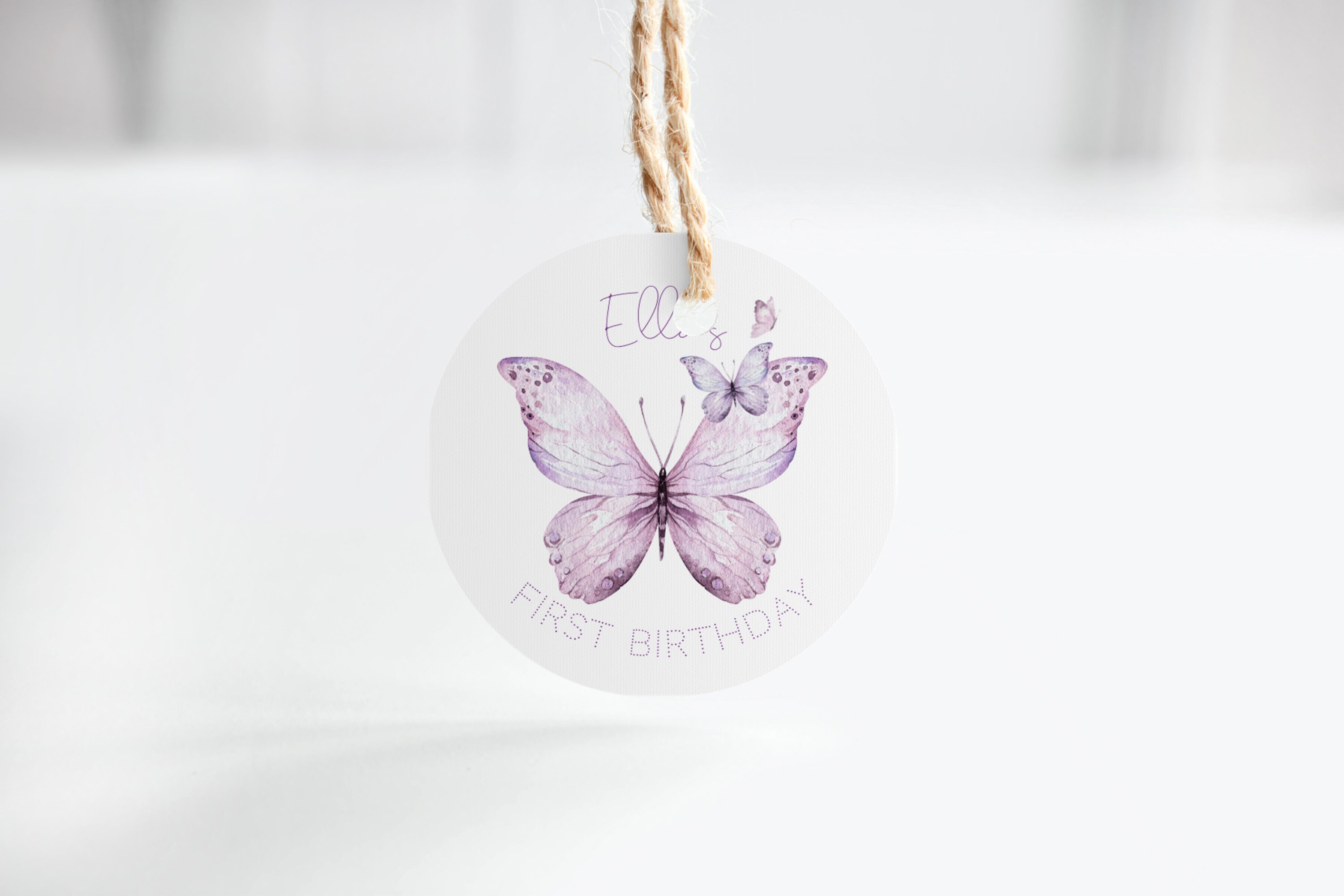 EDITABLE Butterflies Favor Tag, Custom 2x2 Gift Tag Sticker, Purple ...