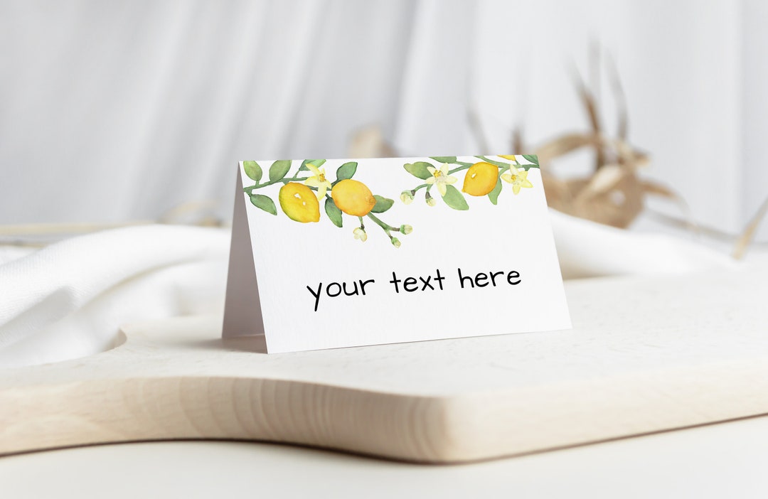 Lemons Tent Fold Card, Food Label, Lemon Place Card, Girl Birthday ...