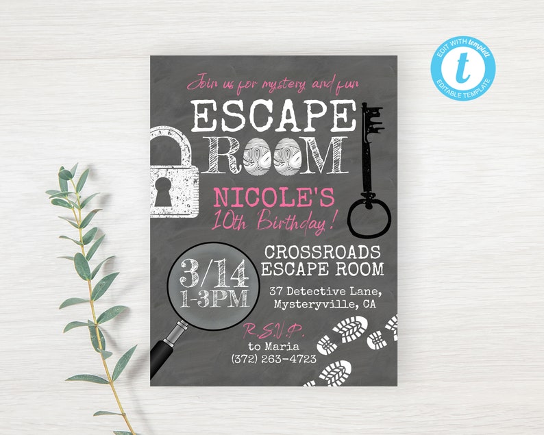 Girl Escape Room Birthday Invite Escape Room Party | Etsy