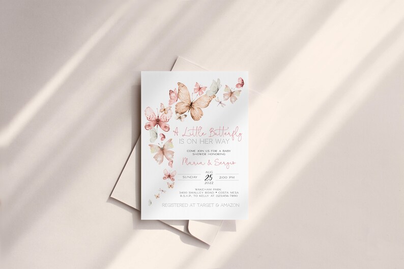 A Little Butterfly is on Her Way Baby Shower Invitation, Girl Baby ...