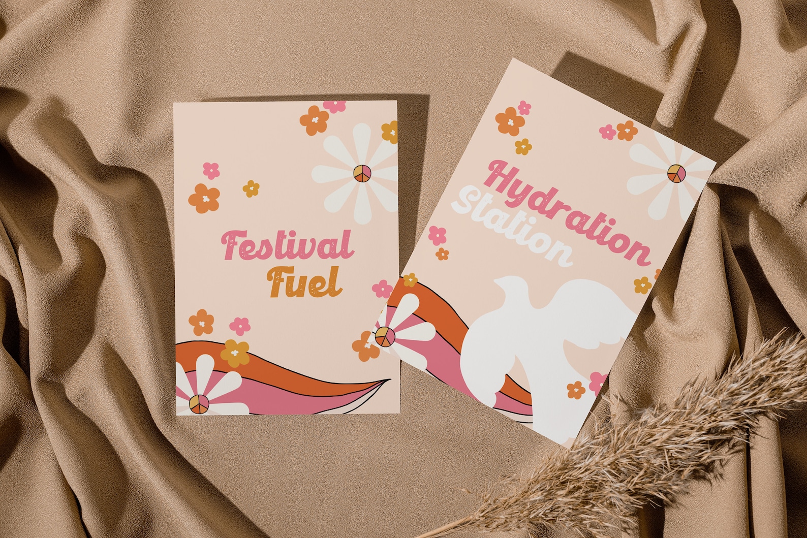 EDITABLE Groovy Food Signs Retro Festival Fuel Hydration - Etsy