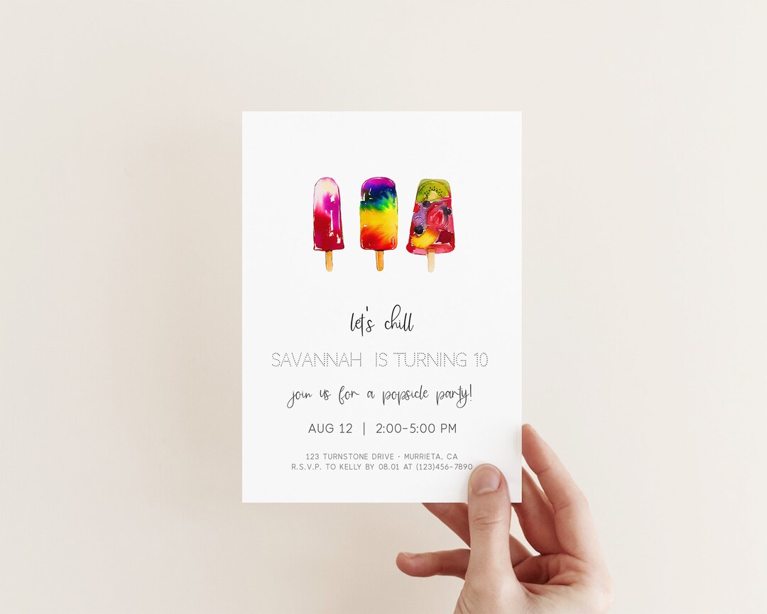 EDITABLE Popsicle Birthday Invitation, Summer Party Invite, Girl or Boy ...
