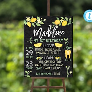 EDITABLE Lemon Birthday Board, Lemons Chalkboard Poster, Citrus ...