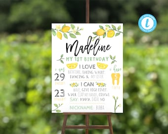 EDITABLE Lemon Birthday Board Lemons Chalkboard Poster | Etsy