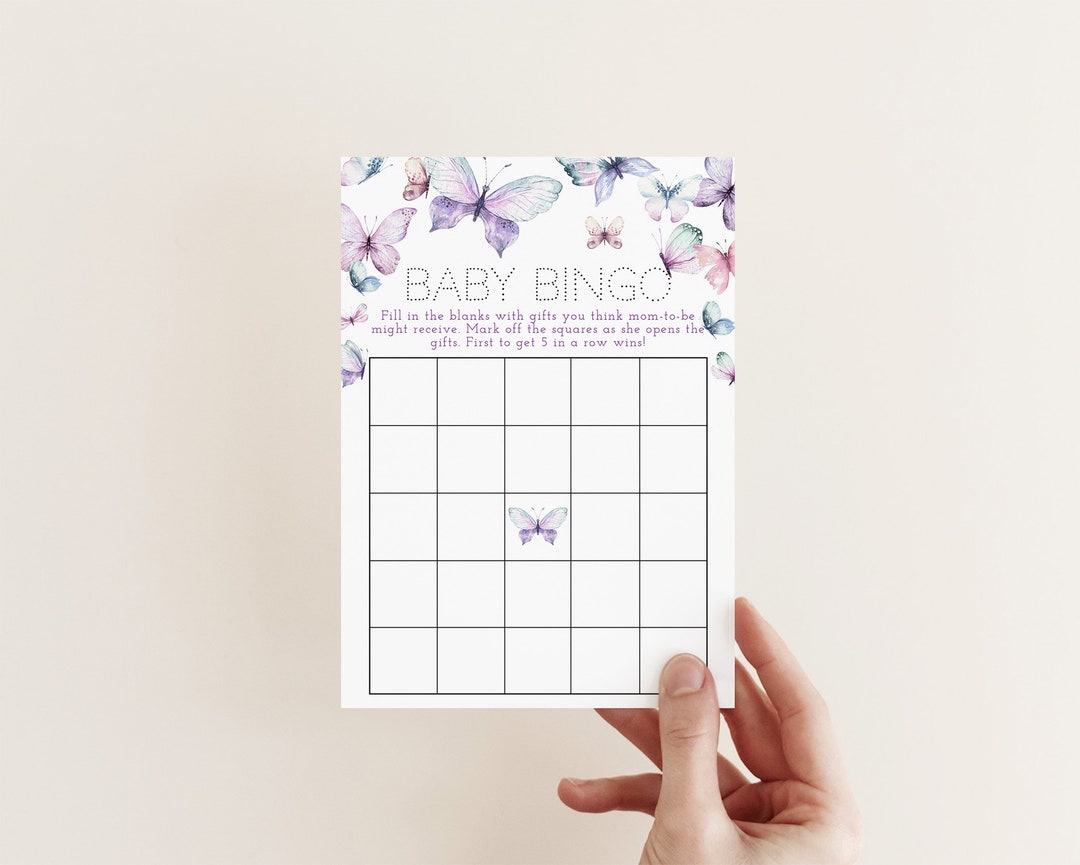 Butterfly Bingo Baby Shower Game, Baby Bingo, Printable Party Activity ...