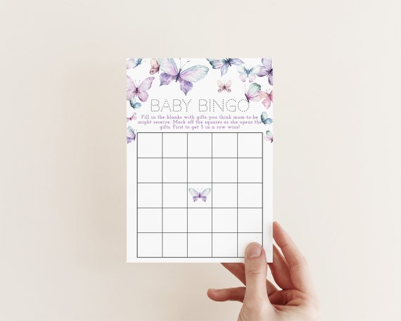 Butterfly Bingo Baby Shower Game Baby Bingo Printable Party - Etsy