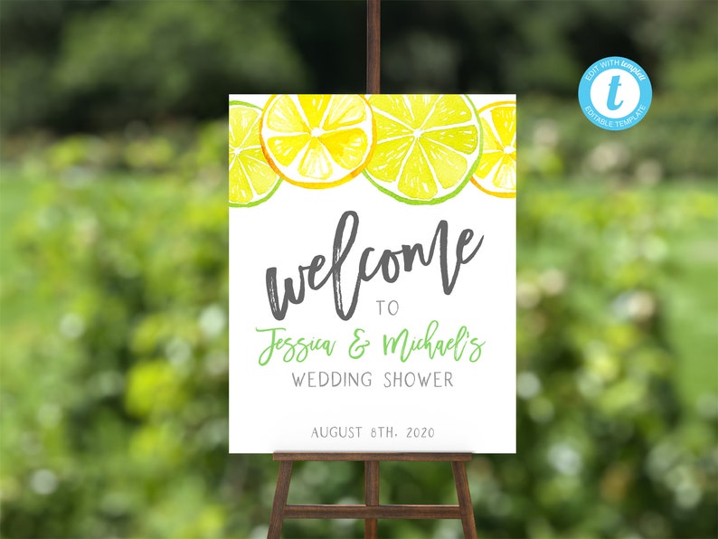 EDITABLE Lemon and Lime Welcome Sign Custom Lemons Welcome - Etsy