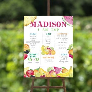 EDITABLE Two-tti Fruiti Birthday Board, Fruit Poster, Citrus Birthday ...