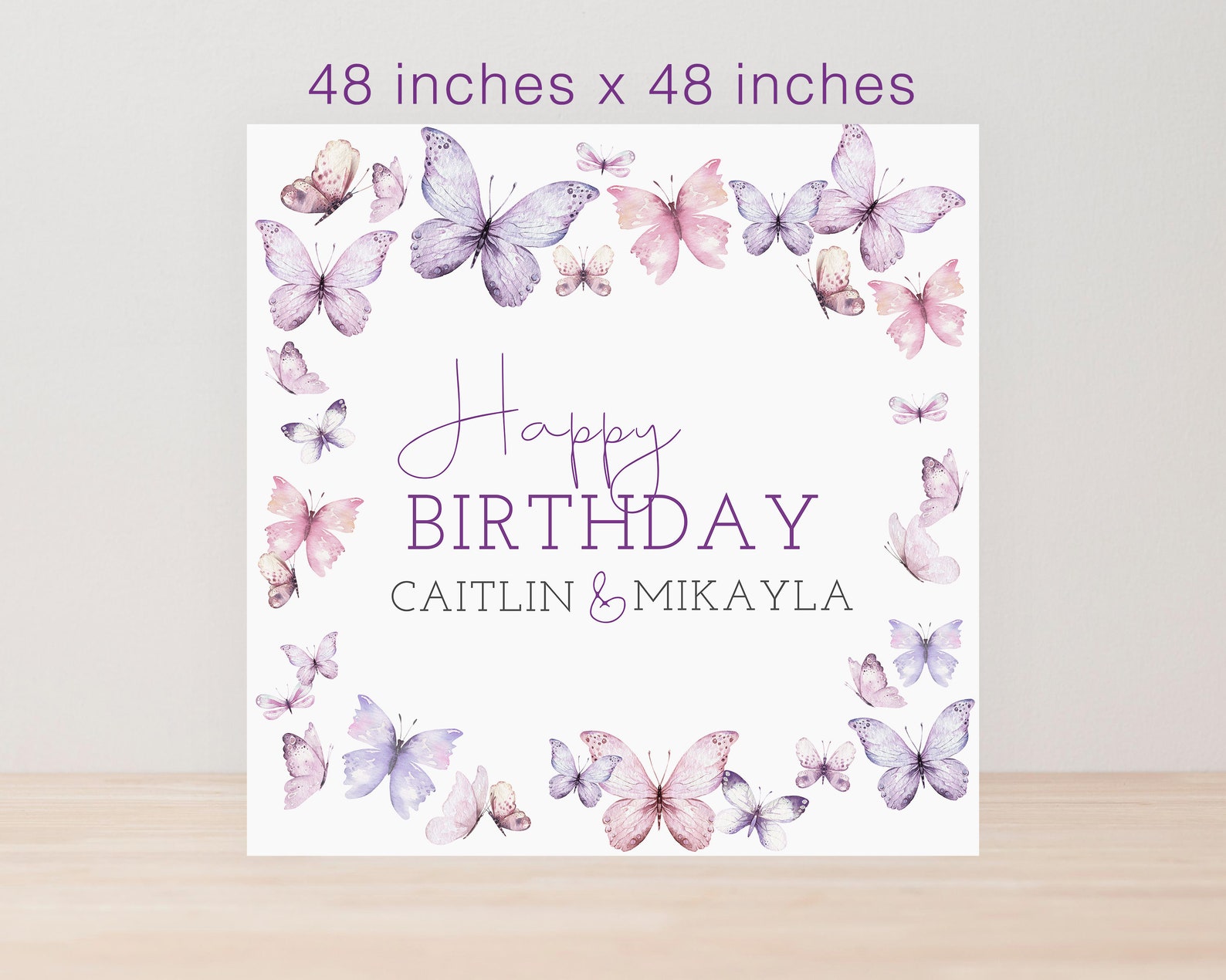 Butterfly Birthday Backdrop, Birthday Banner, Baby Shower Decor ...