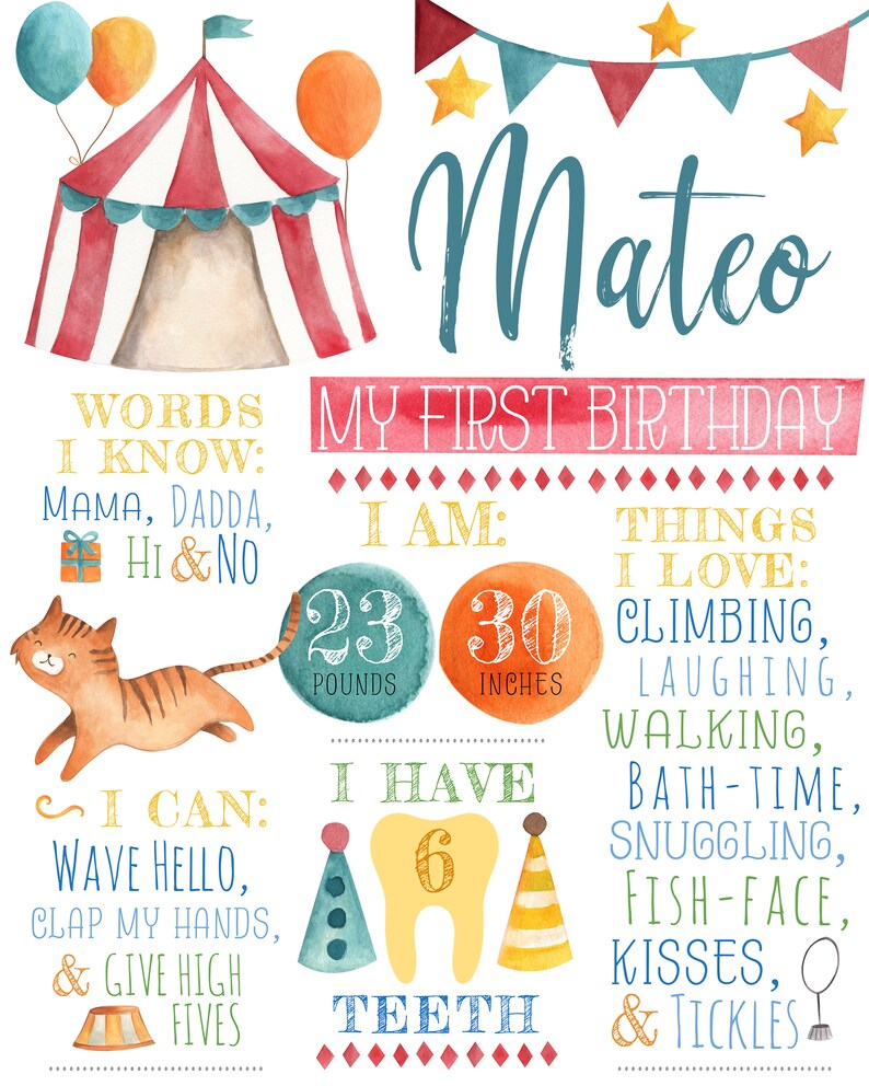 EDITABLE Circus Birthday Board Carnival Board Birthday | Etsy