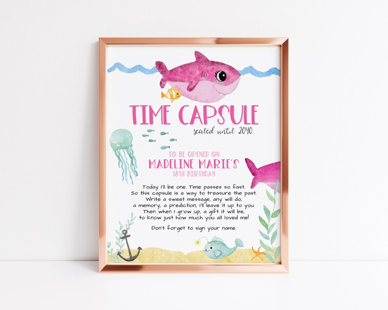 EDITABLE Pink Baby Shark Time Capsule Printable Fish Time - Etsy