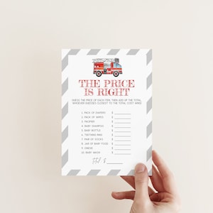 Firetruck Baby Shower Games, the Price is Right, Baby Word Scramble ...